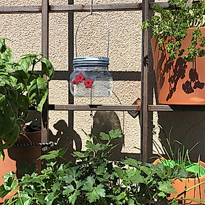 2Pack Mason Jar Hummingbird Feeder with Flower Feeding Ports for Outdoor Hanging Yard Garden Decoration Clear Reservoir Design, Portable 475ml,