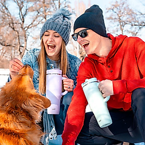 Zak Designs Harmony 2-in-1 Coffee Tumbler for Travel or At Home, 40oz Recycled Stainless Steel is Leak-Proof When Closed and Vacuum Insulated with Handle (Smoky Lilac Purple)