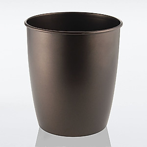 mDesign Small Steel Round Trash Can Bucket - 1.5 Gallon Wastebasket, Garbage Container Bin for Bathroom, Powder Room, Bedroom, Kitchen, Home Office - Hamill Collection - Bronze