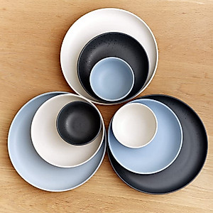 LIVINGTASTE Modern Style 10-inch 30 Oz Ceramic Pasta Bowls, Set of 4 Big Salad Bowls, Multi-Purpose Dinner Plates, Perfect for Casual or Formal Occasions, Dishwasher and Oven Safe - Sky Blue