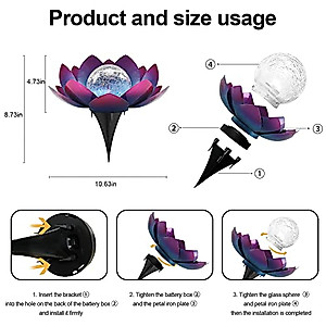 QZZP Garden Solar Lights Outdoor Decor Waterproof Lotus Flower Solar Lights Garden Decor Yard Lawn Solar Lights Outdoor Decorations for Patio Table Lamp