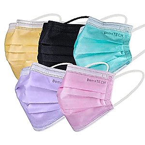 DEMETECH Protective 3-Layer Small Disposable Face Mask with Ear Loops, Made in the USA, Box of 50 (Variety Pack - 50 pack)