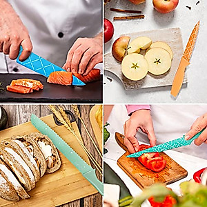 Knife Set, Kitchen Knife Set with Blade Guards, 5 Piece Colorful Knife Set, Stainless Steel Knives Set for Kitchen with Chef Knife, Santoku Knife, Slice Knife, Utility Knife, ​Paring Knife