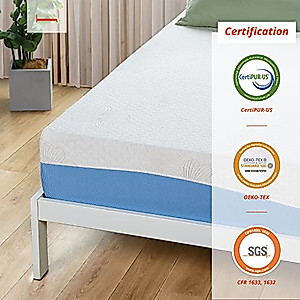 PrimaSleep Wave Gel Infused Memory Foam Mattress, 10'' H, Queen, Blue