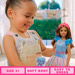 Barbie: My First Preschool Doll, Teresa with 13.5-inch Soft Posable Body & Brown Hair, Plush Bunny & Accessories
