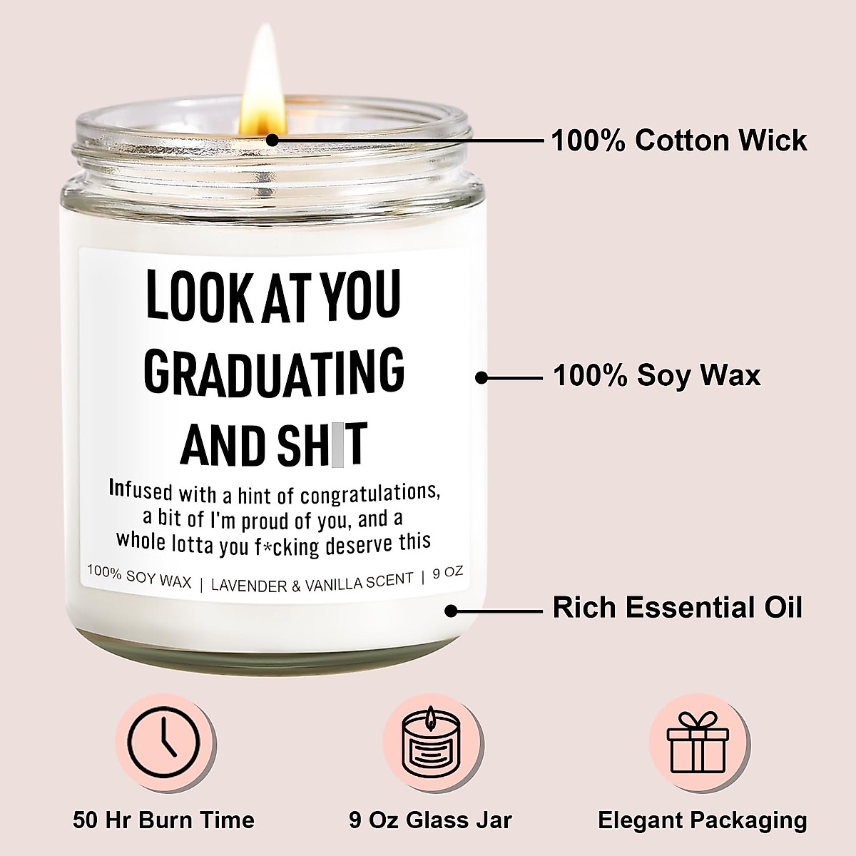 Younift Funny Grad Candle, Graduation Gifts for Women, College Graduation Gifts, High School, Masters Degree Graduation Gifts, Phd, Nurse Graduation Gifts, 2024 Graduation Gifts for Him, Her