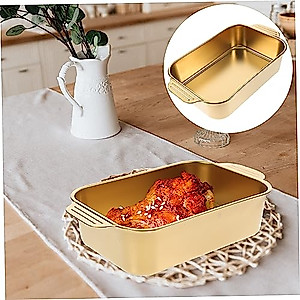Yardwe Stainless Steel Grill Pan Bread Baking Pan Bread Loaf Pan Cake Tray Cake Oven Pans Metal Dinner Plates Steam Table Pan Serving Tray for Kitchen Convenient Serving Plate Party Tray