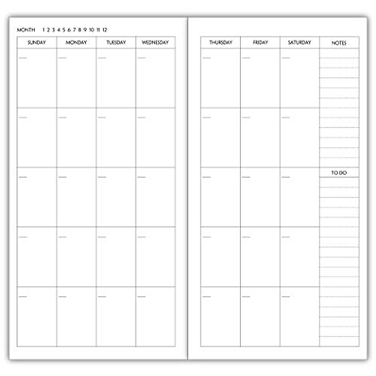 Nokingo 3-Pack Travelers Notebook Calendar, Travelers Notebook Inserts, Undated Travelers Notebook Monthly, 4.25"x8.25" Travelers Notebook Calendar Insert