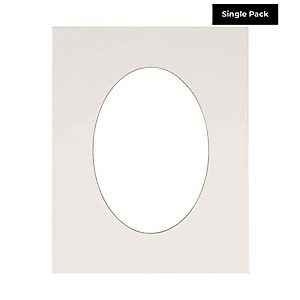 12x16 Mat Bevel Cut for 9x13 Photos - Precut Textured White Oval Shaped Photo Mat Board Opening - Acid Free Matte to Protect Your Pictures - Bevel Cut for Family Photos, Pack of 1 Matboard Show Kit