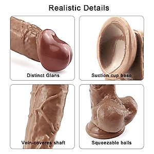 9.05inches Hidden Packing Silicone Suction Cup Realistic Classic Dick Wand with Strong Suction Cups for Men and Women or Men's and Women's Games-QF36
