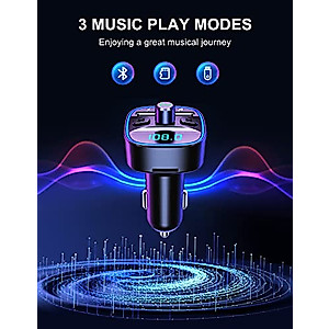 [Upgraded] COMSOON Bluetooth FM Transmitter for Car, Bluetooth Car Adapter MP3 Player FM Transmitter, Hands-Free Calling, Dual USB Ports (5V/2.4A & 1A), LED Screen, Support SD/TF Card USB Flash Drive