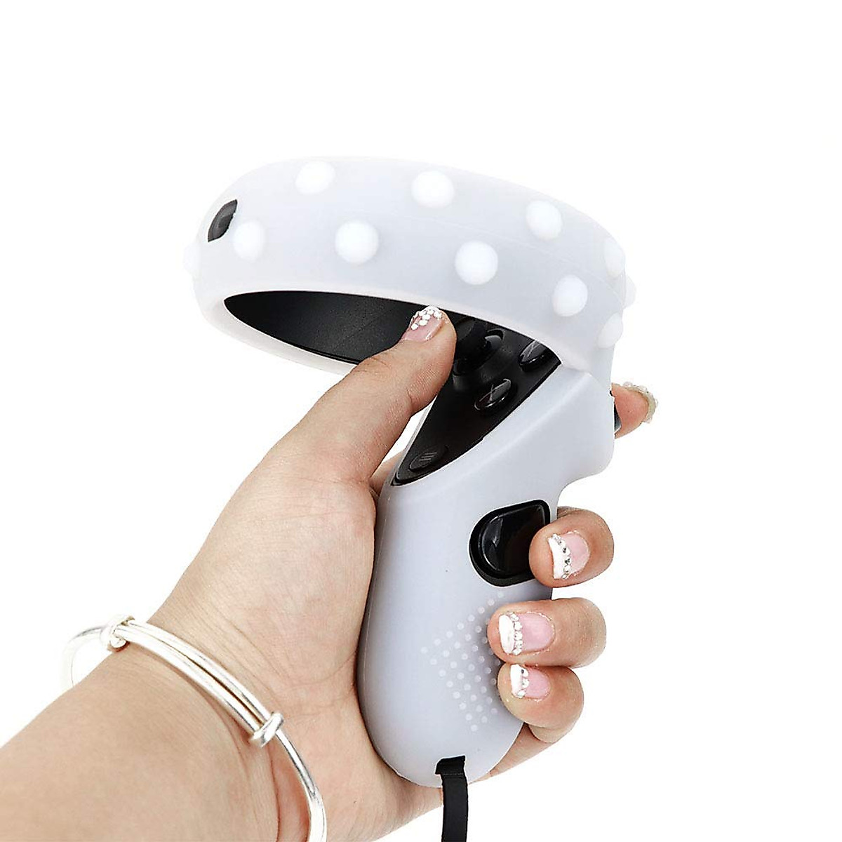 HissKong 1 Pair Controller Protective Case Waterproof and Non-Slip Silicone Cover for Oculus Quest and Oculus Rift S VR Controller Handle - White