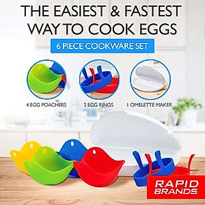 Rapid Brands 7-Piece Microwave Poached Egg & Omelette Cookware Set | Perfect for Dorm, Small Kitchen, or Office | Dishwasher-Safe, Microwaveable, & BPA-Free
