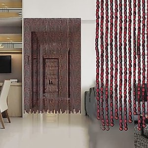 LEOSXA Bamboo Beaded Curtain Natural,Wood Beaded Door Beads,Doorway Curtain Room Divider,String Bead Curtain Fly Screen Doors Cutain,Fly Screen Curtain,for Partition,Customizable (130 str