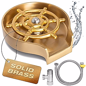 Solid Brass Glass Rinser for Kitchen Sink – Efficient, High-Pressure Cup Washer for Sink attachment – No Rust – 5 In. Wide Glass Cup Cleaner for Sink with all Glass Washer Install Parts by Ash Harbor