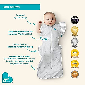 Love to Dream Swaddle UP Transition Bag Warm 2.5 TOG, Dreamer White, Medium, 13-19 lbs, Patented Zip-Off Wings, Gently Help Baby Safely Transition from Being Swaddled to Arms Free Before Rolling Over