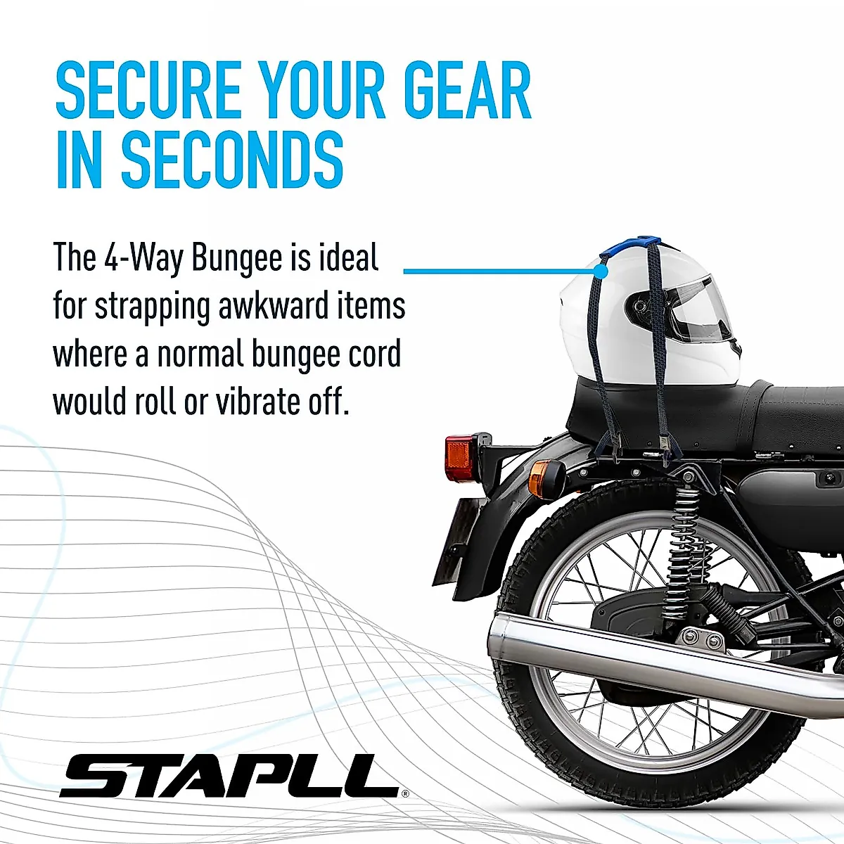 STAPLL Tack Strap – 4-Way Flat Bungee Cord with Rubber Pad Grip, Non-Slip Tie Down Straps for Motorcycle, ATV, Kayak, Cycling, Camping, Truck Storage, Adjustable Bungee Cords - 2 Pack (Orange)