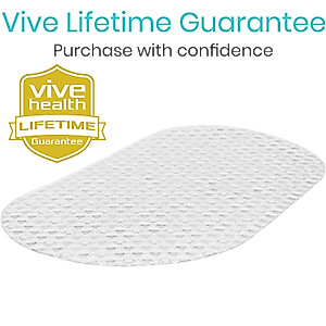 Vive Oval Bathtub Mat - Nonslip Shower Floor Pad - Non-Slip and Non-Skid for Bath Tub with Strong Rubber Suction Cup Grip - for Baby, Elderly, Kids, Bathroom (Gray)