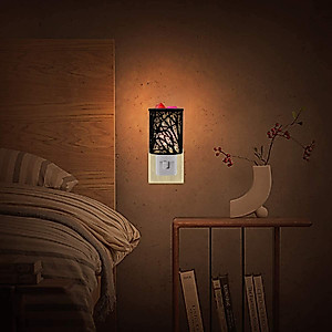 Metal Wax Melt Warmer Oil Burner Plug in, Electric Candle Wax Warmer Melter Essential Oil Fragrance Warmer with Tree Pattern, Night Light Aroma Lamp for Home Office Bedroom Gifts & Decor (Black)