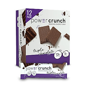 Power Crunch Protein Wafer Bars, High Protein Snacks with Delicious Taste, Triple Chocolate, 1.4 Ounce (12 Count)