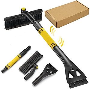 ALLTALE 2-in-1 Detachable Snow Brush and Ice Scraper, Heavy Duty ABS Scraper and Scratch Resistant PVC Brush for Cars, Trucks