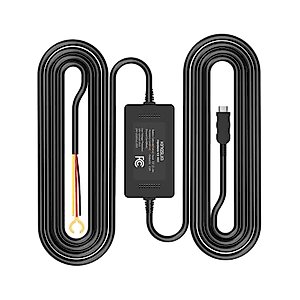 Kingslim Dash Cam Hardwire Kit - Mini USB Hard Wire Kit Fuse for D4 D5 D1 D2 PRO Dashcam, Compatible 12V-24V Vehicles Low Voltage Protection 10.5ft, Black (H01)