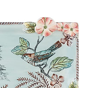 Fitz and Floyd English Garden Elongated Serving Tray, 13.25 Inch, Blue