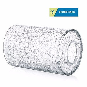 Skelang Clear Glass Shade, Light Shade with Crackle, Lampshade with 1-5/8" Fitter, Cylinder Replacement Shade for Pendant Light, Wall Sconce, Vanity Light, Table Lamp, Pack of 3