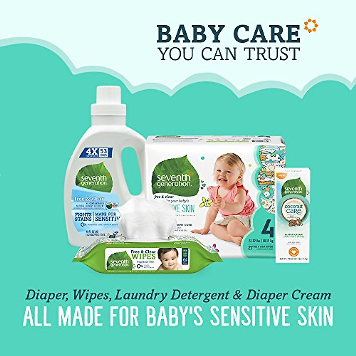 Seventh Generation Baby Diapers for Sensitive Skin, Animal Prints, Size 0 Newborn, 36 count