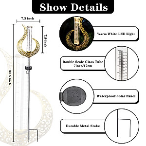 Venniy Rain Gauge Outdoor Decorative, Solar Garden Rain Gauge, 7" Capacity Glass Tube Metal Flame Shape for Garden Yard Lawn