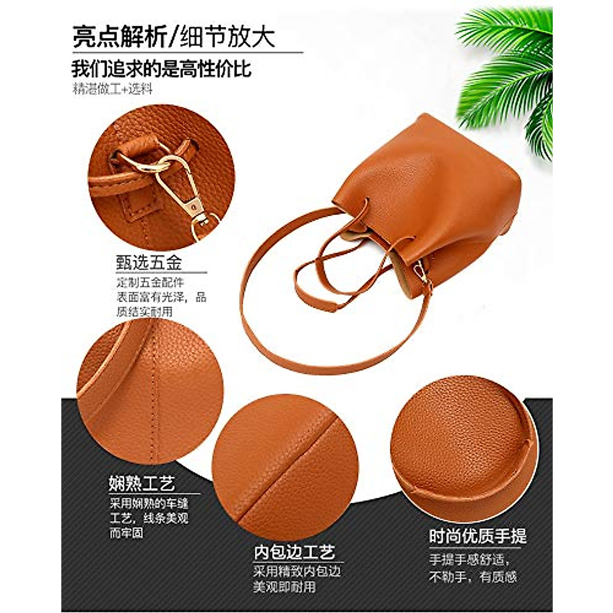 Andongnywell 4 Pack Women Handbag Set PU Leather Handbags Sets Tote Shoulder Bag Purse Card Holder 4pcs Set