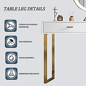 YIMAKEY Vanity Desk Set Mirror: Blue 31 Inches Makeup Table with 3 Modes Lights Mirror and 4 Drawers 1 Stool - Luxurious Fashionable Vanity Desk for Bedroom for Her