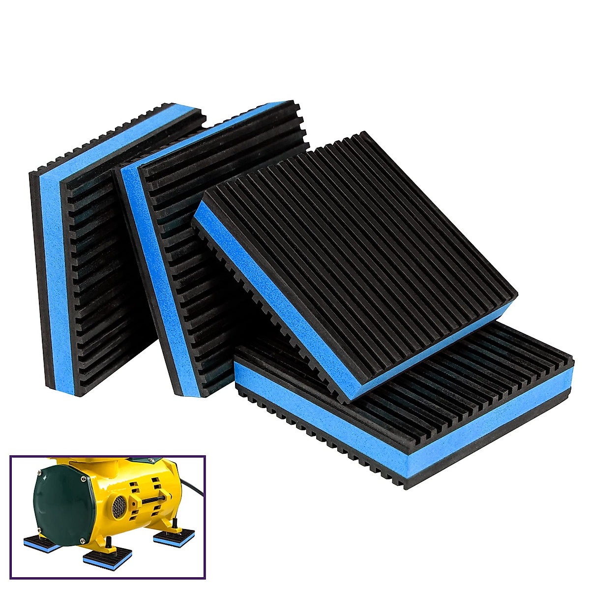Mxclimate Anti Vibration Pads, Rubber-EVA Vibration Dampeners 4" x 4" x 7/8" Isolation Pad for Air Compressor,Washing Machine,AC Units,Treadmill 4Pack