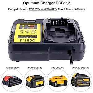Biswaye 20V MAX Battery Charger DCB112 DCB115 for 12V, 20V and 60V MAX Lithium Battery DCB201 DCB204 DCB606 DCB609 DCB207 DCB206 DCB203 DCB200 DCB120 DCB127 Power Tool Battery Charger
