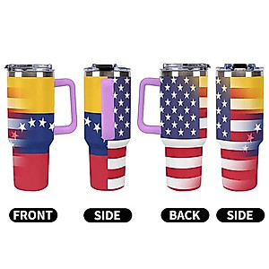 U.S. Venezuela Flag 40 Oz Stainless Steel Cup Travel Tumbler with Handle and Straw Lightweight Coffee Mug for Home Office
