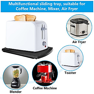 6 Pcs Sliding Tray for Coffee Maker Coffee Slider for Countertop Stand Mixer Mat Slider Caddy Storage Shelf Kitchen Appliance Sliding Tray Stand Organizer with Smooth Rolling Wheels for Air Fryer Pot