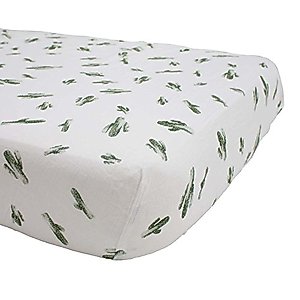 Bebe au Lait Oh-So-Soft Muslin Crib Sheet, Soft Muslin Design, Stylish Pattern - Saguaro Cactus