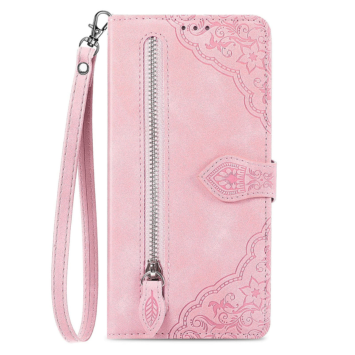 Monwutong Zipper Storage Wallet Case for Redmi Note 12 Pro 5G, Case for Xiaomi Poco X5 Pro,Skin Friendly Feel Leather Case with Muliti-Card Slots Holster for Poco X5 Pro/Note 12 Pro,SZY Pink