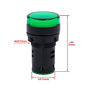 Baomain LED Indicator Pilot Light AD16-22D AC 110V 20mA Energy Saving Green Pack of 2