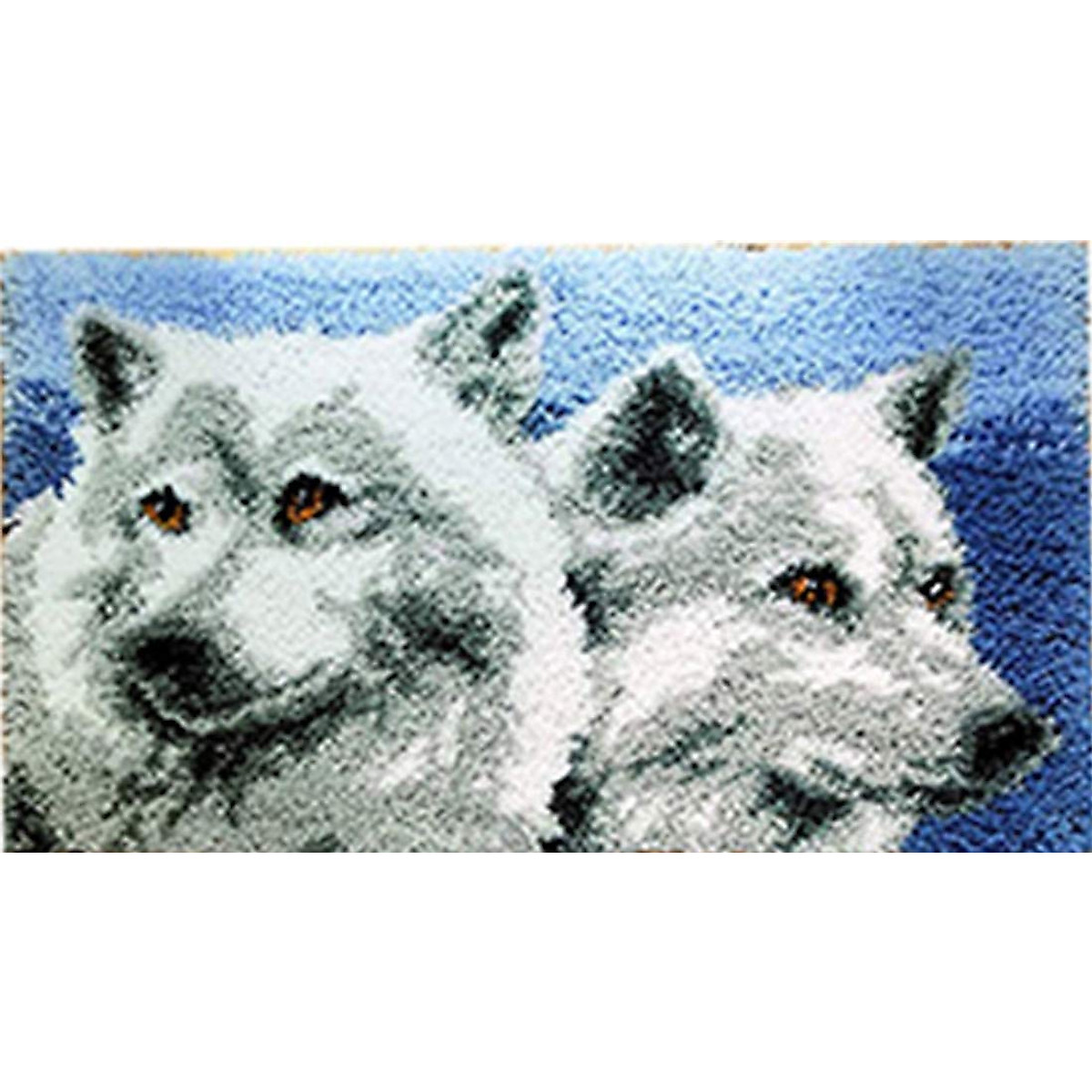 LUBOT Wolf Latch Hook Kits Rug Making Kits DIY for Kids/Adults with Printed Canvas Pattern 20" X 15"
