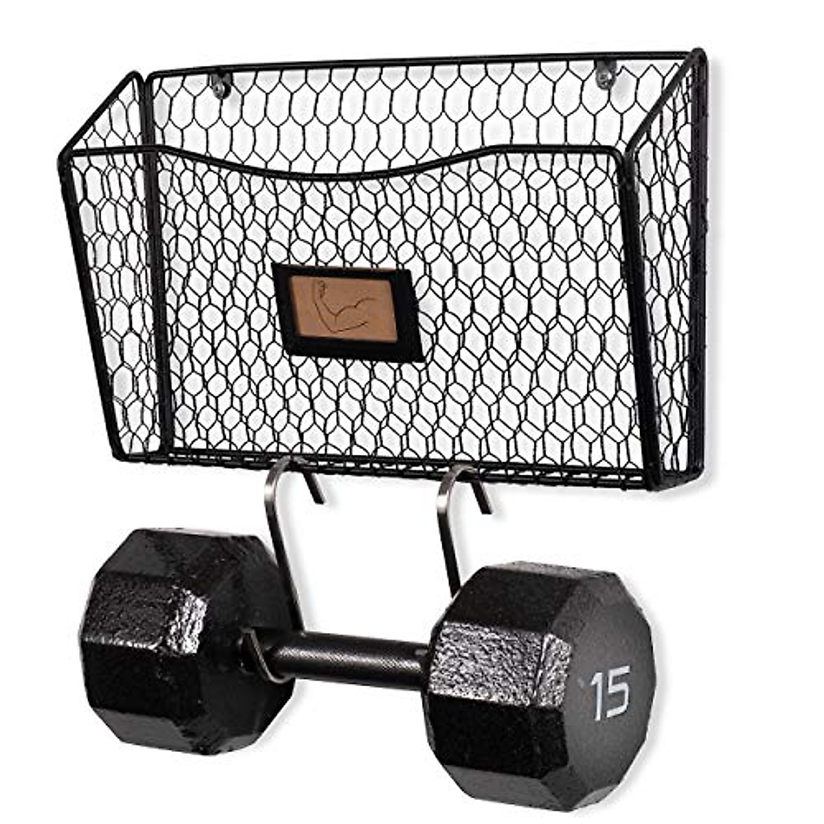 Wall35 Felic Hanging File Organizer, Folder and Mail Holder for Wall, Metal Chicken Wire Baskets with Tag Slot