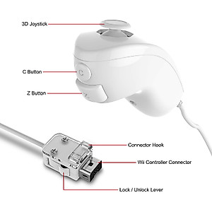 2 Pack Remote Controller Gesture Controller and Nunchuck Joystick Compatible for wii/wii u, Controller With Silicone Case and Wrist Strap - White