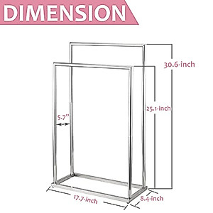 Free Standing Towel Racks for Bathroom, 2 Tier Stainless Steel Indoor Outdoor Floor Towel Rack for Hand Towel Holder Storage and Organization Modern Blanket Rack, Polished Chrome, DECLUTTR