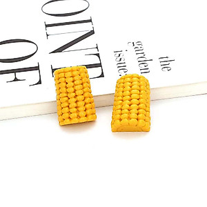 Purple Myrtle Corn on the Cob Earrings. Super Cute Food Earrings for Women, Teens, Gils, and Anyone. Yellow Studded Corn Earrings for Gag Gifts, Thanksgiving, Halloween, and Any Occasion.
