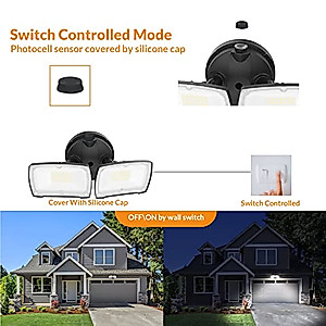 LEPOWER 2 Pack LED Security Light Dusk to Dawn Outdoor Flood Light Fixture with 2 Adjustable Heads, 3000LM/28W, 5500K, IP65 Waterproof Exterior Flood Lights for Garage, Backyard (Black)