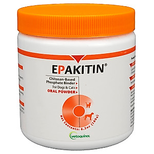 Vetoquinol Epakitin Chitosin-Based Phosphate Binder for Cats & Dogs – Renal Support Supplement Powder - 180g