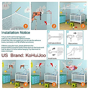 KOHUIJOO Stuffed Animal Hammock, Jumbo Stuffed Animal Net Corner Wall Hanging Toy Hammock with Tassels Kids Macrame Stuff Animals Organizer Storage Boho Mesh Toy Net Holder for Stuff Animals