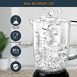 Bear Blender, 700W Smoothie Countertop Blender with 40oz Blender Cup for Shakes and Smoothies, 3-Speed for Crushing Ice, Puree and Frozen Fruit with Autonomous Clean