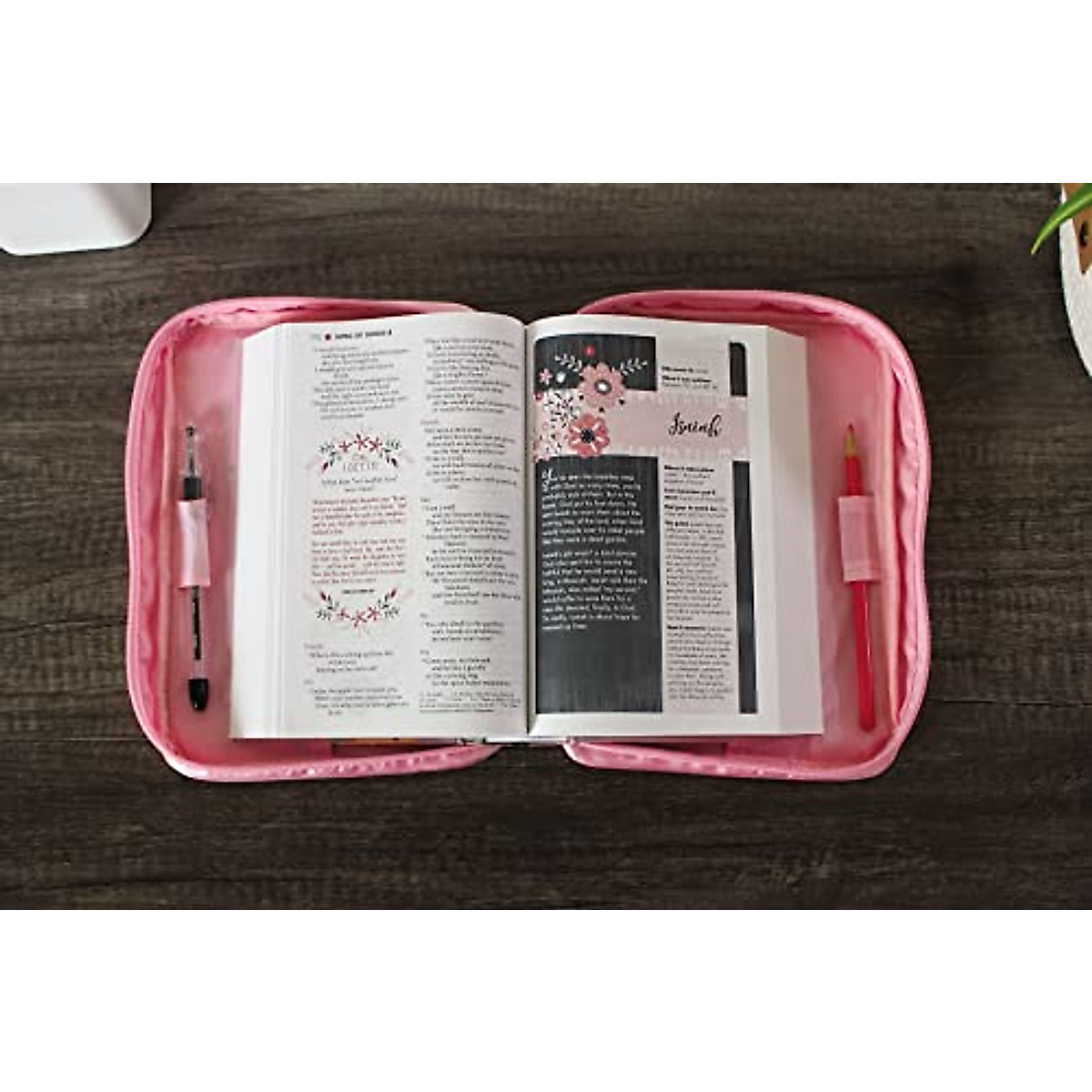 Princess Bible Cover for Girls, Zippered, with Handle, Canvas, Pink, Medium