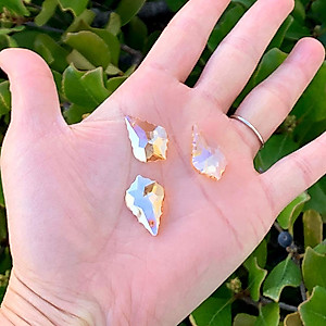 20pcs Czech Faceted Crystal Glass Baroque Chandelier Pendant Drop Loose Beads Suncatcher 22mm Large Golden Shadow for DIY Jewelry Craft Making CCF-28